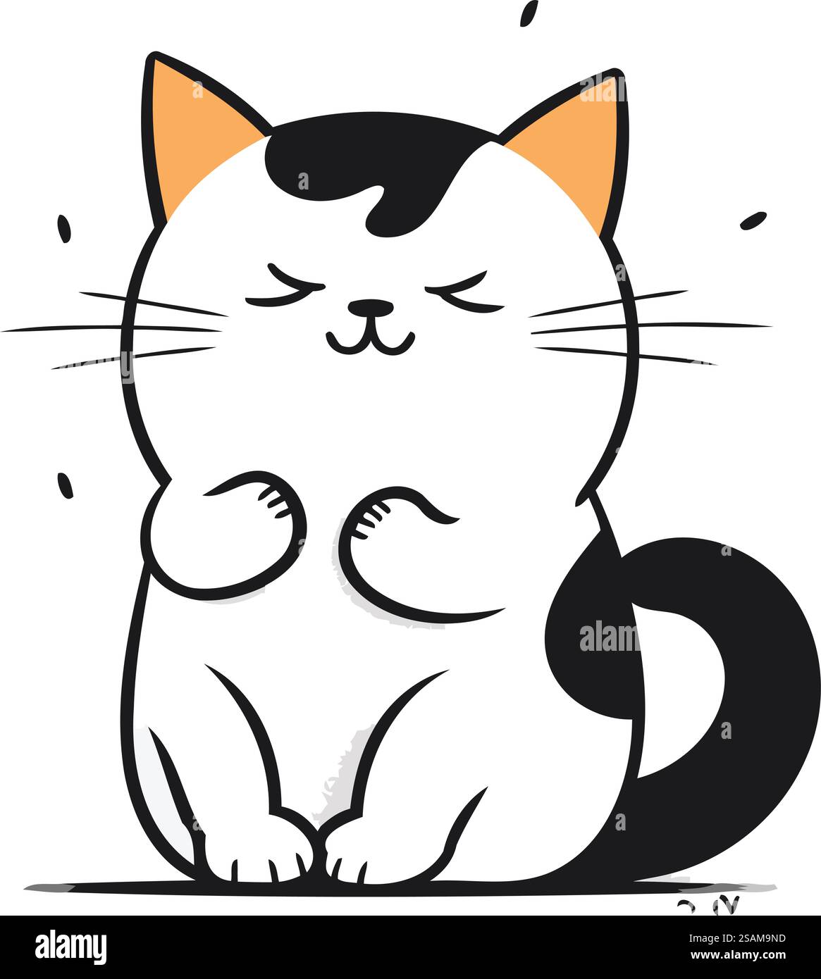 Vector illustration of a cat with a sad expression on his face Stock ...
