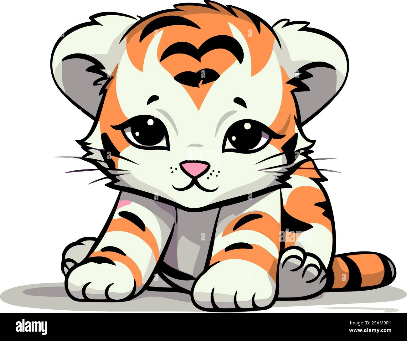 Cute cartoon tiger cub. Vector illustration isolated on white ...