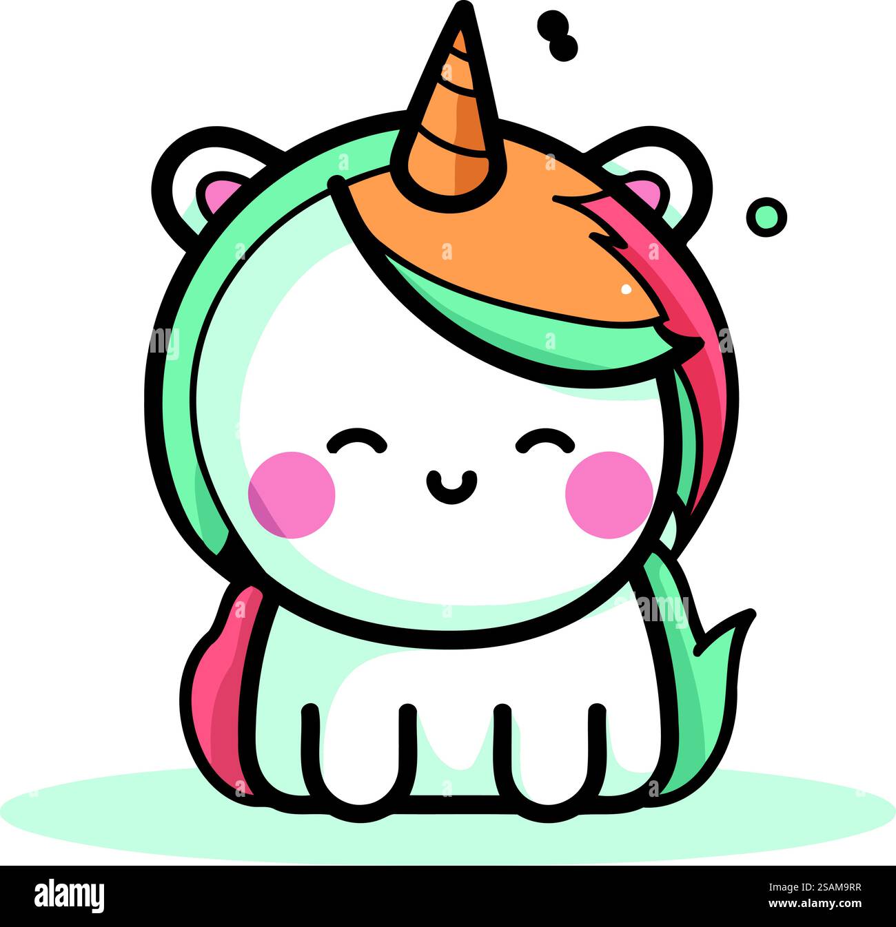 Cute unicorn with horn. Vector illustration in flat cartoon style Stock ...