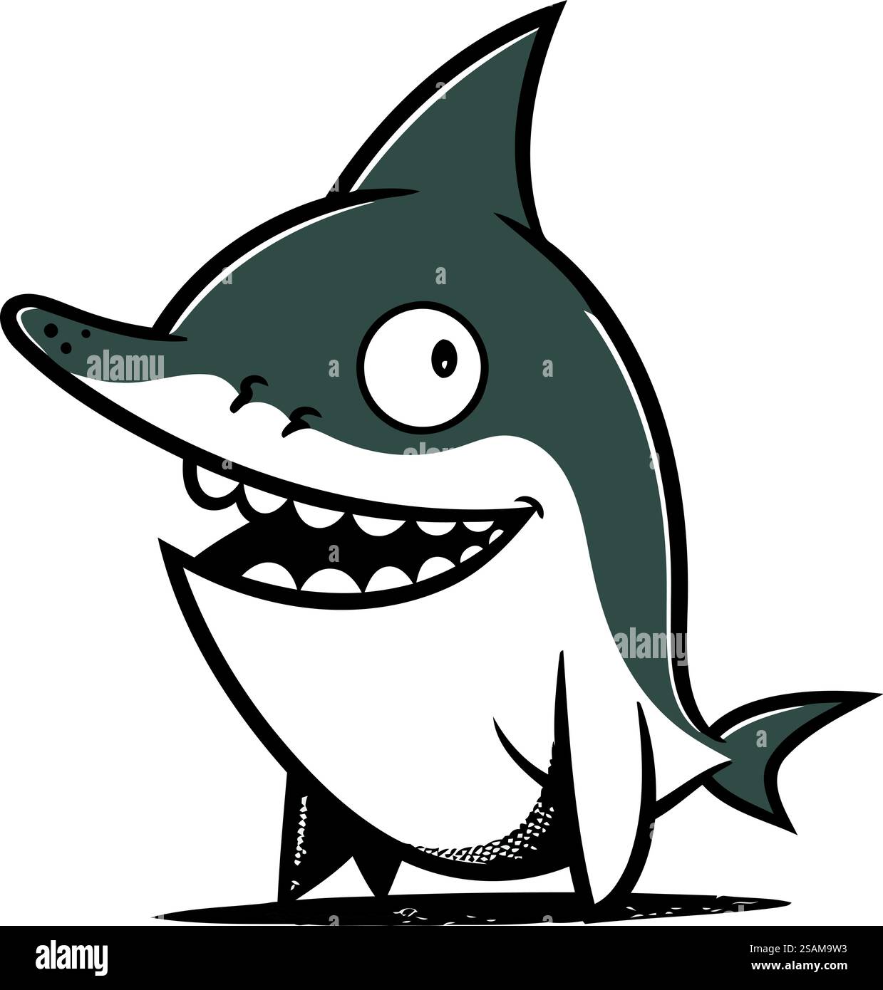 Cartoon happy shark isolated on white background. Vector illustration ...