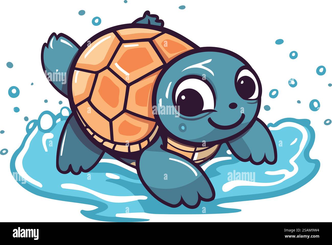 Cartoon sea turtle swimming in Stock Vector Images - Alamy