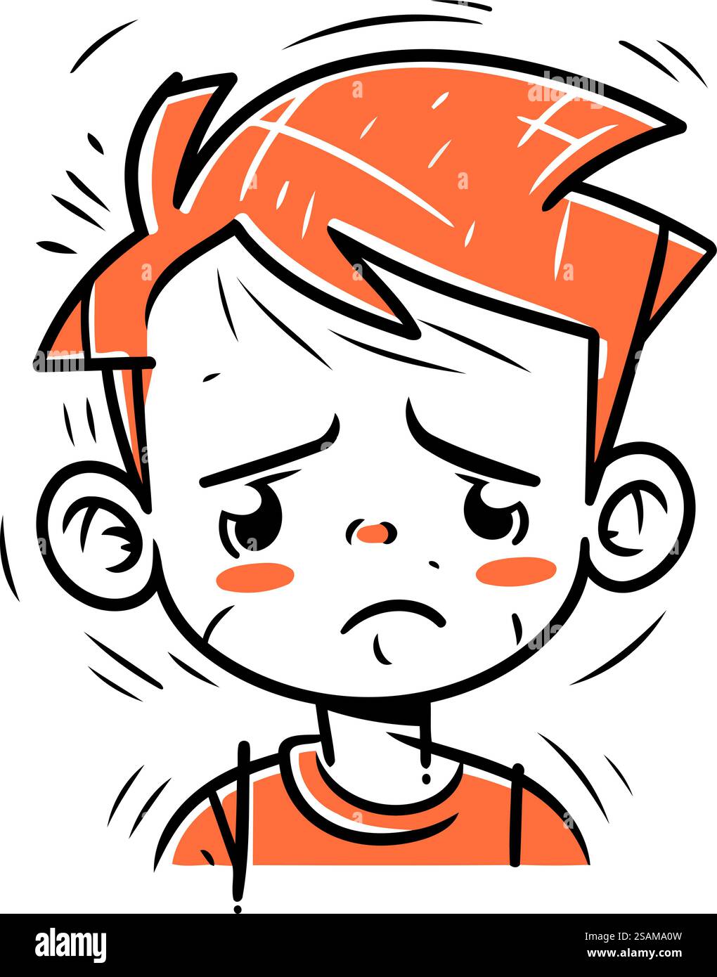 Angry little boy cartoon vector illustration. Emotional kid character ...