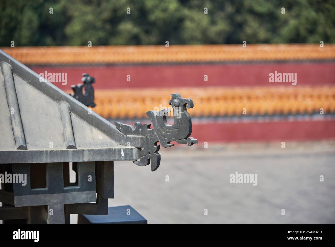 Architectural detail in selective focus at the Temple of Earth (Ditan ...