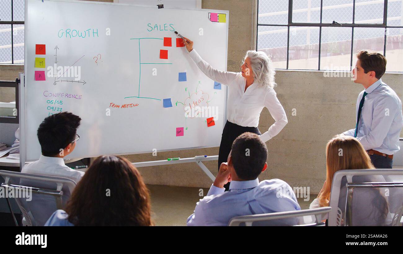 African american businesswoman standing whiteboard hi-res stock ...