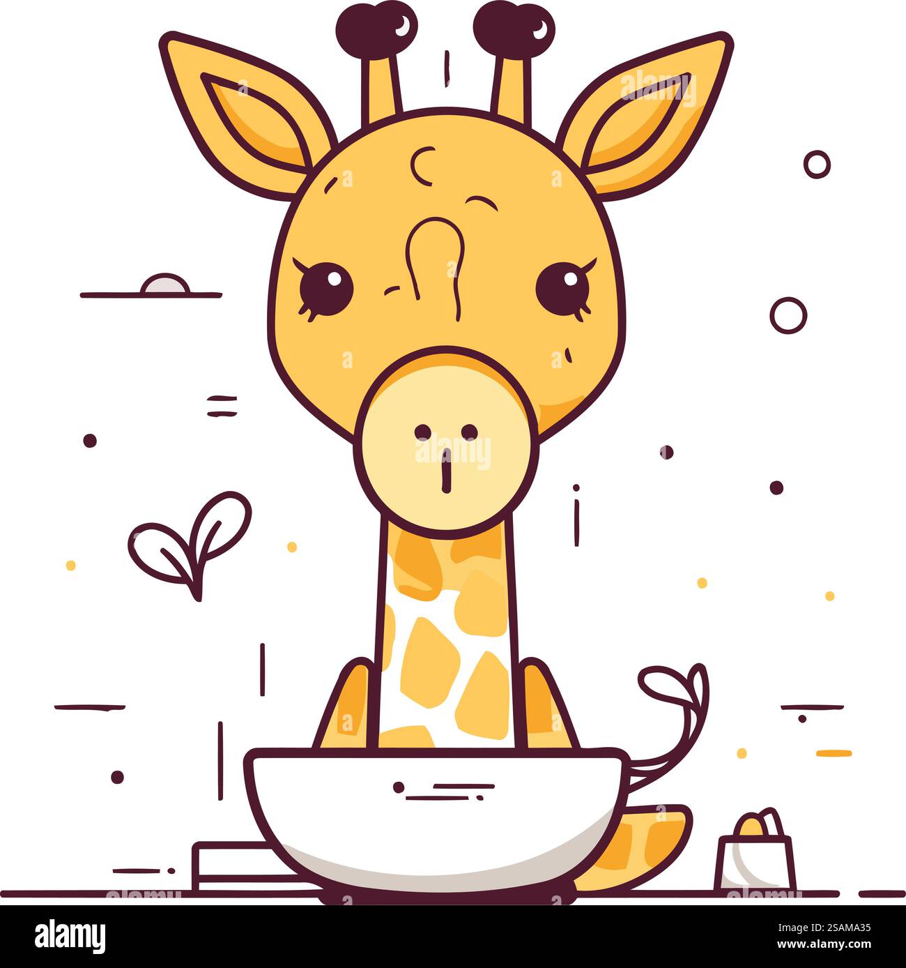 Cute cartoon giraffe with a cup of coffee. Vector illustration Stock ...
