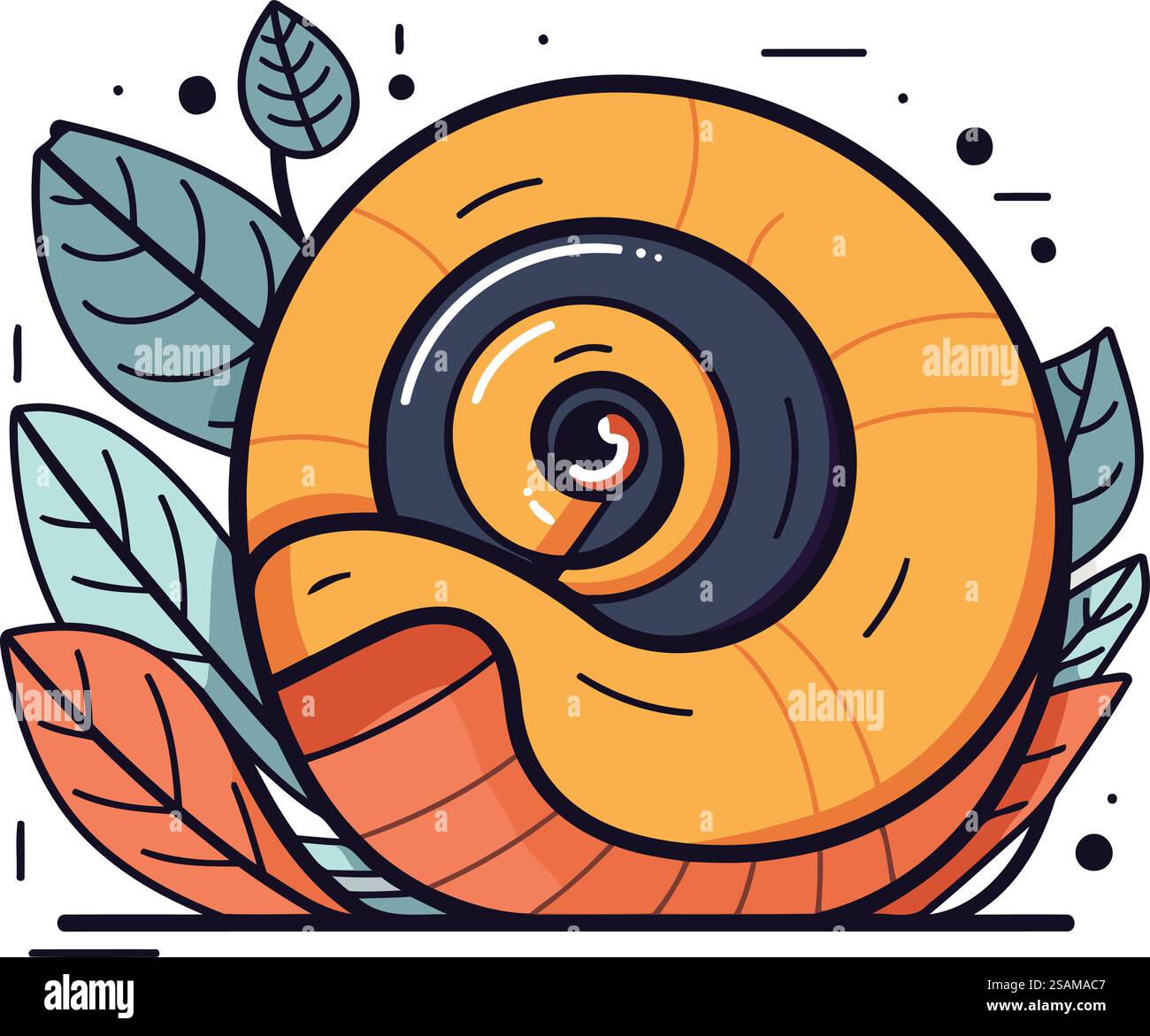 Cute cartoon snail. Colorful vector illustration isolated on white ...