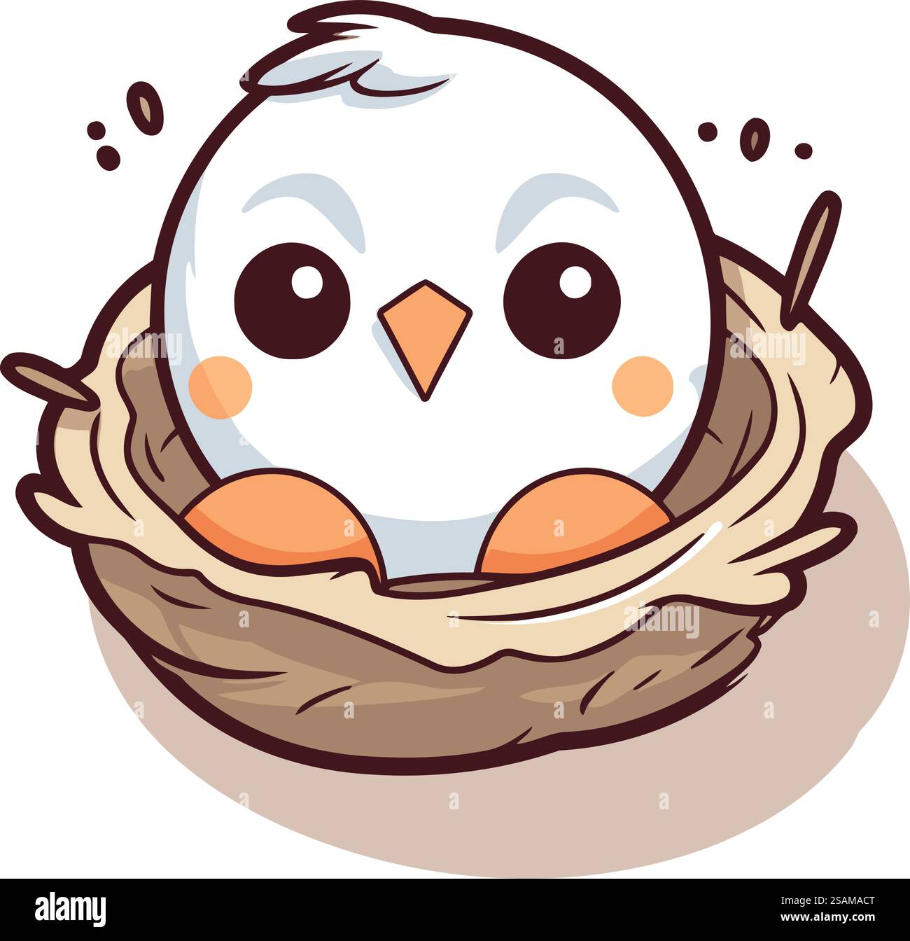 Illustration of a Cute Little Bird in a Nest with Eggs Stock Vector ...