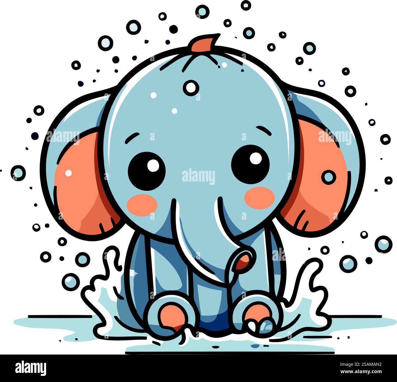 Cute little elephant character. Vector illustration in flat cartoon ...