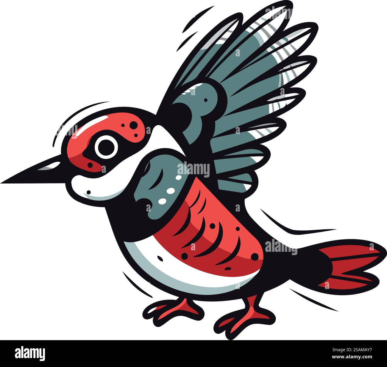 Cartoon woodpecker. Hand drawn vector illustration isolated on white ...