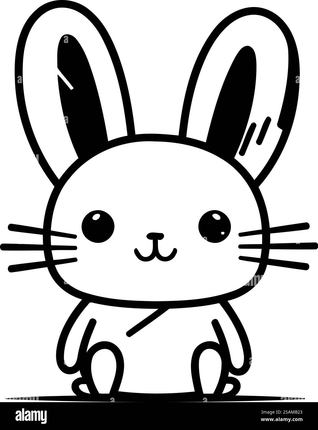 Cute cartoon bunny. Black and white vector illustration for coloring ...