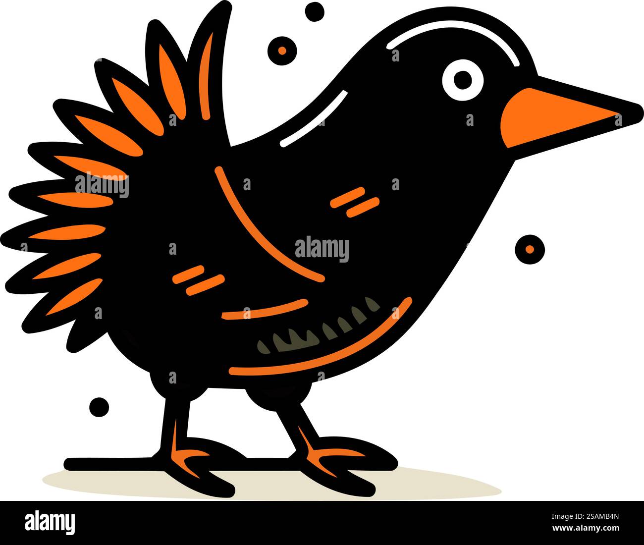 Cartoon blackbird. Vector illustration. Isolated on white background ...