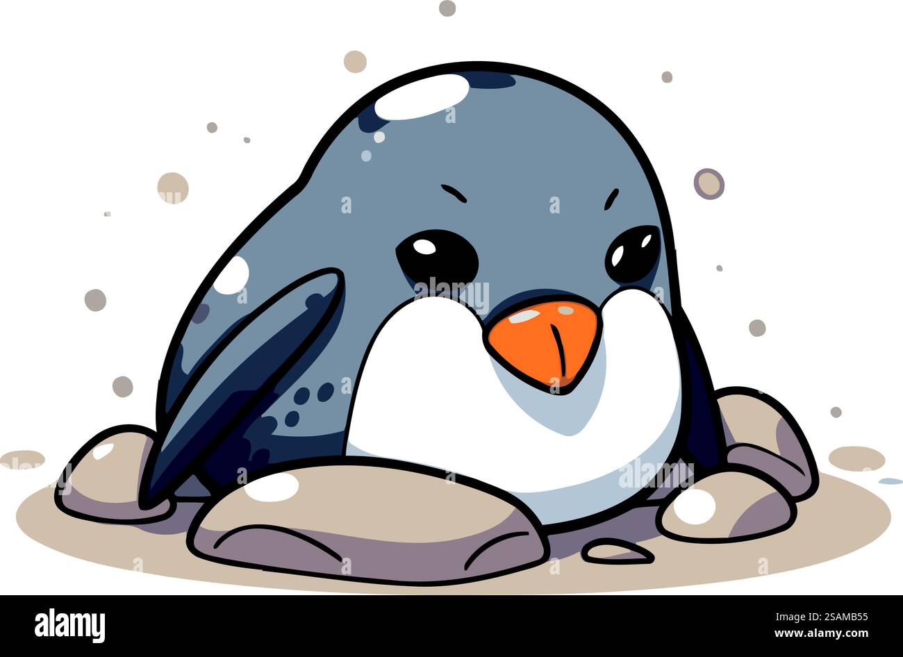 Cute penguin sitting on the rock. Cartoon vector illustration Stock ...