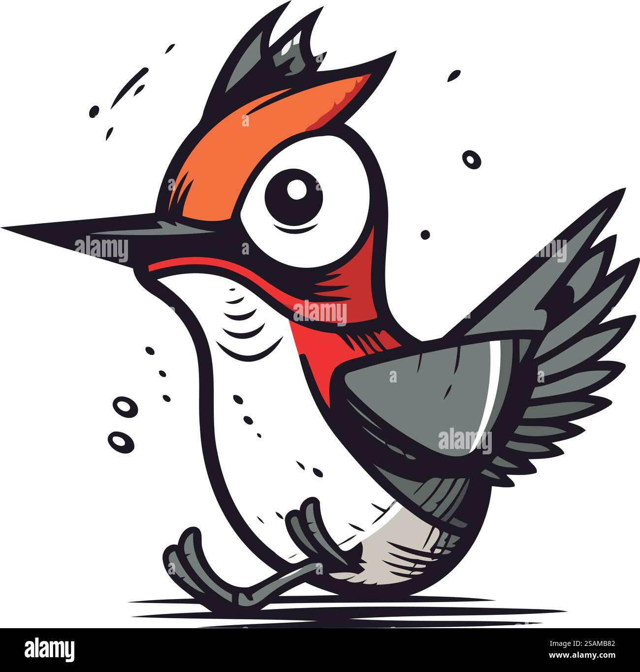 Cute cartoon woodpecker. Vector illustration isolated on white ...