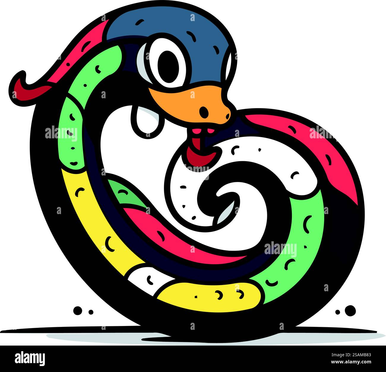 Cute snake in the form of letter O. Vector illustration Stock Vector ...