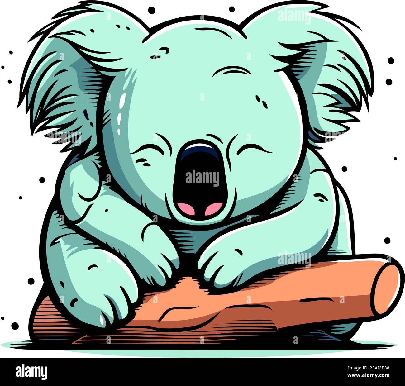 Cute cartoon koala sleeping on a log. Vector illustration Stock Vector ...