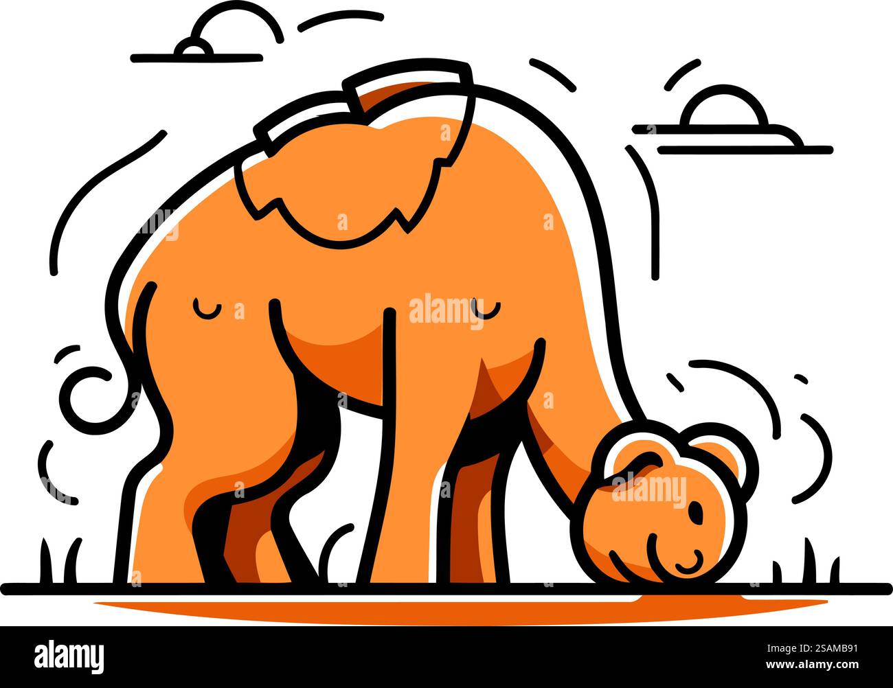 Camel and lion. Vector illustration in flat linear design style Stock ...