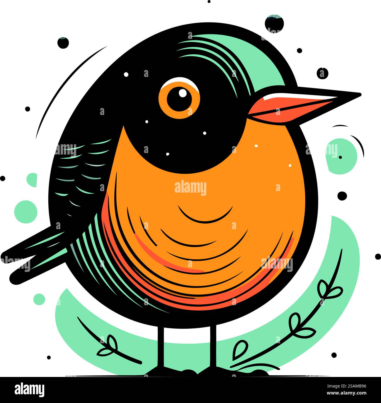Vector illustration of a cute cartoon robin. Isolated on white ...
