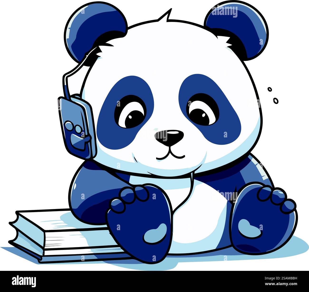 Cute panda with phone and book. Vector illustration of a panda Stock ...