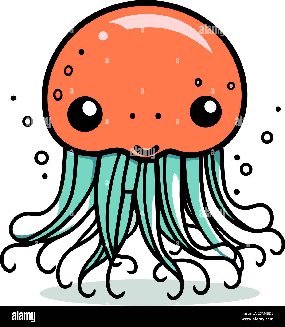 Cute jellyfish cartoon character. Vector illustration of cute jellyfish ...