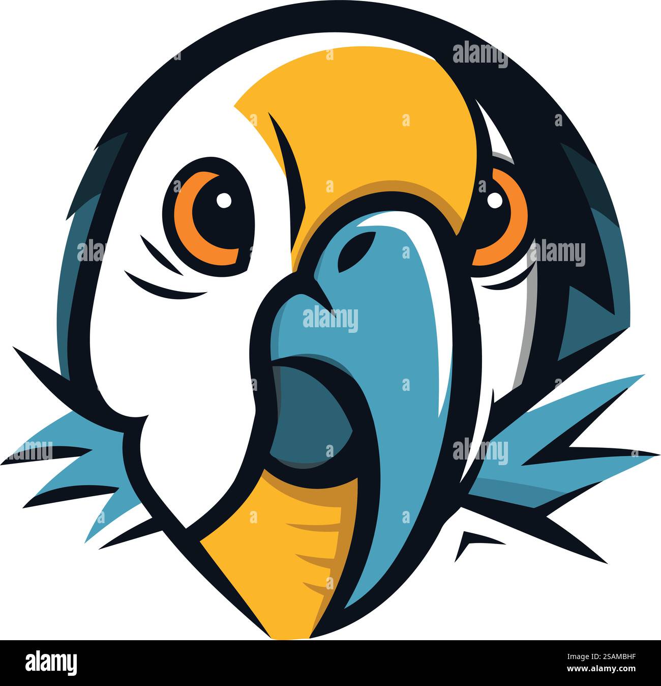 Vector illustration of a parrot head isolated on a white background ...