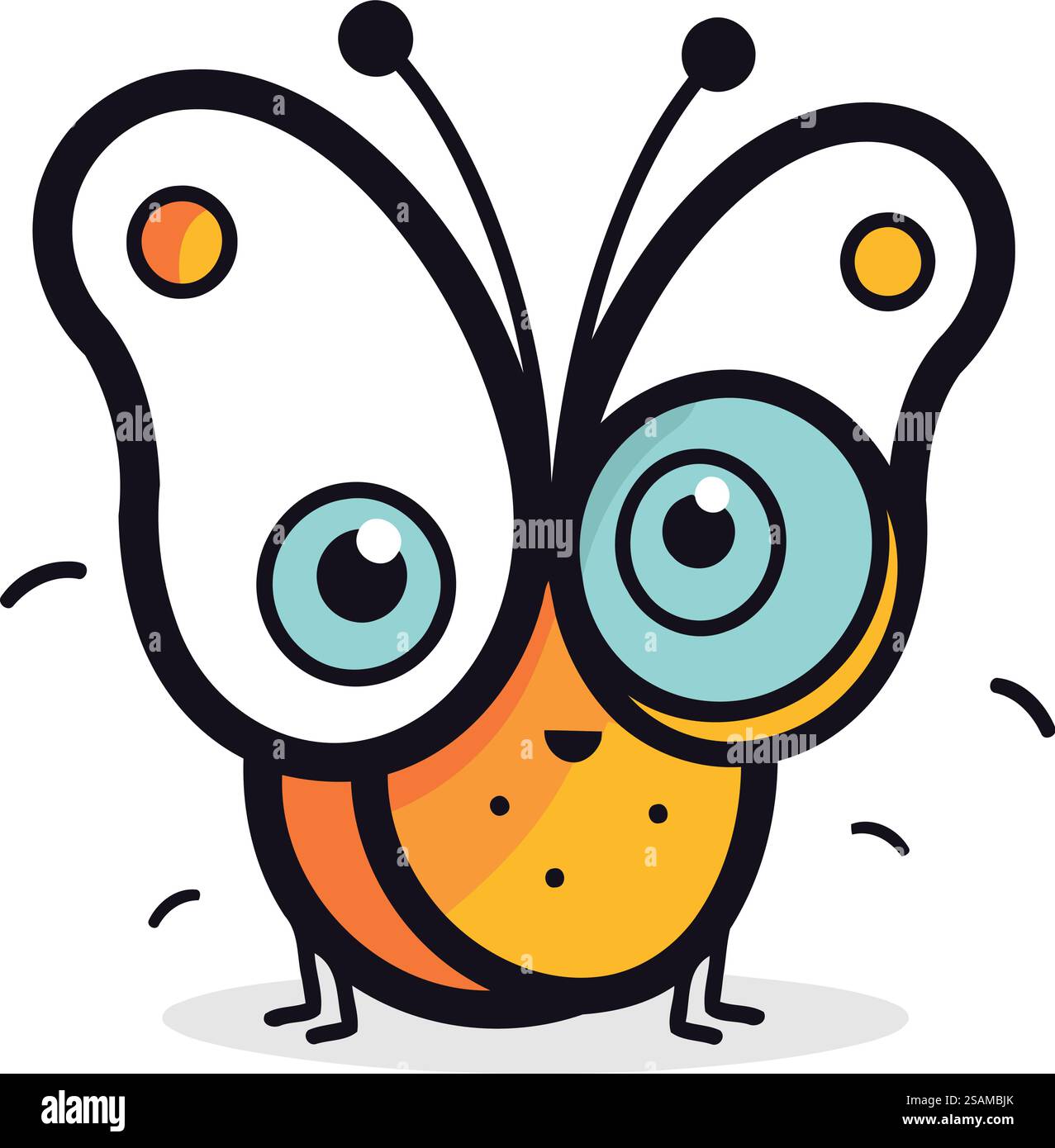 Cute butterfly with eyes and mouth. Vector illustration in cartoon ...