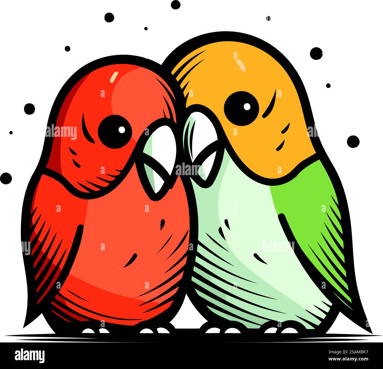 Cute couple of parrots. Vector illustration isolated on white ...