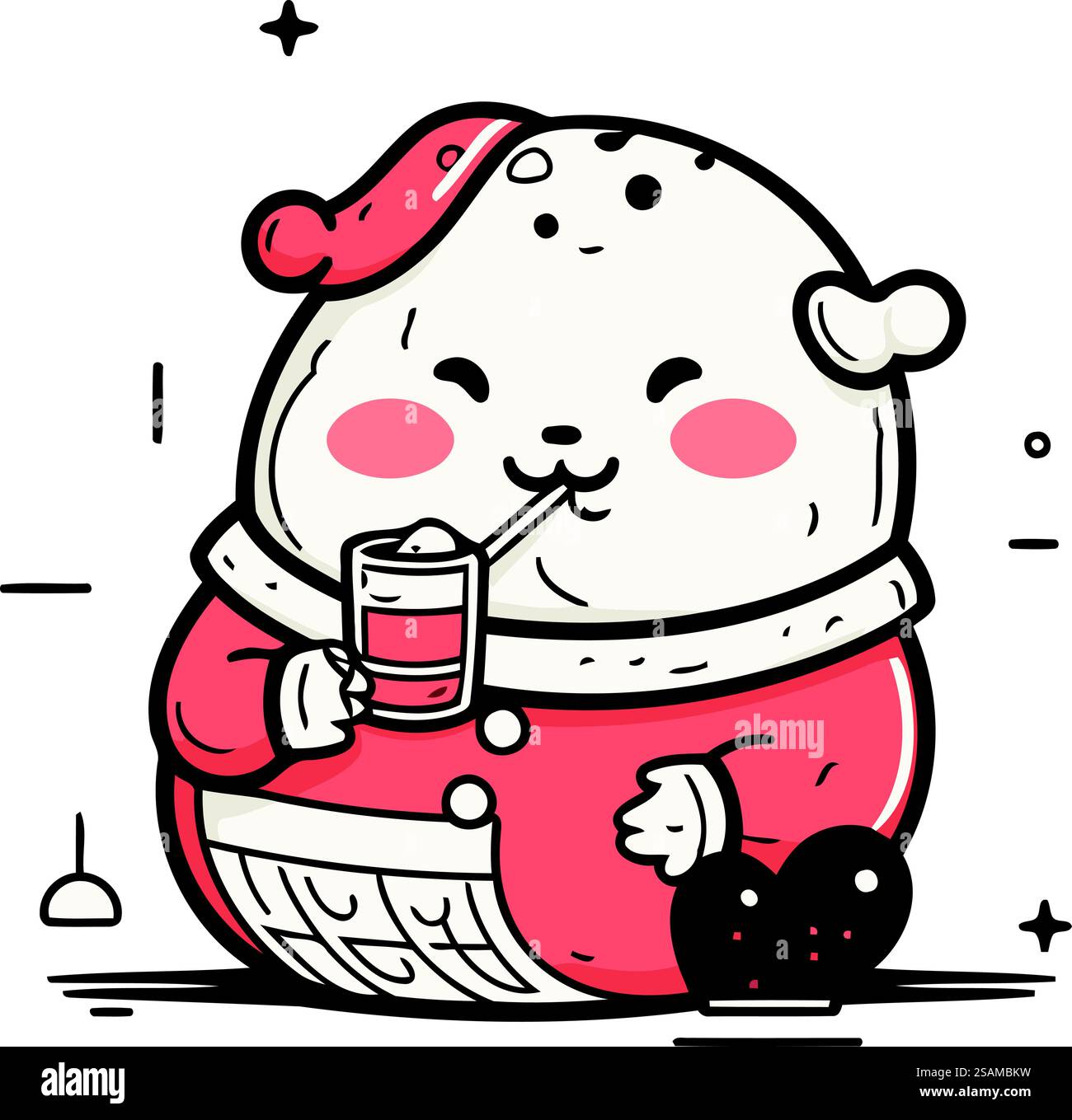 Cute cartoon polar bear with a glass of beer. Vector illustration Stock ...