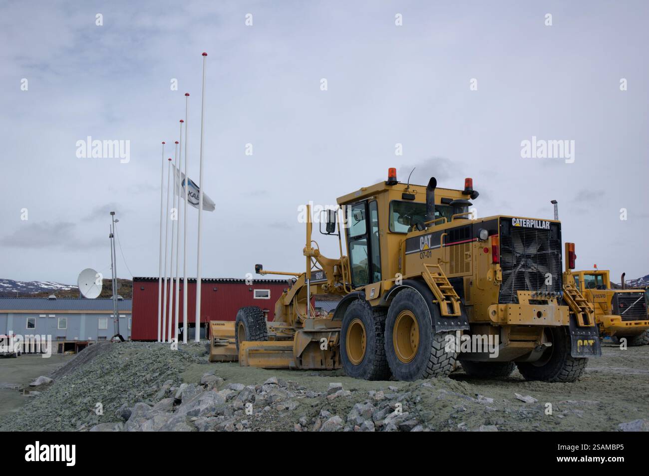 Caterpillar 160H Motor Grader at Seqi olivine mine, Greenland Stock ...