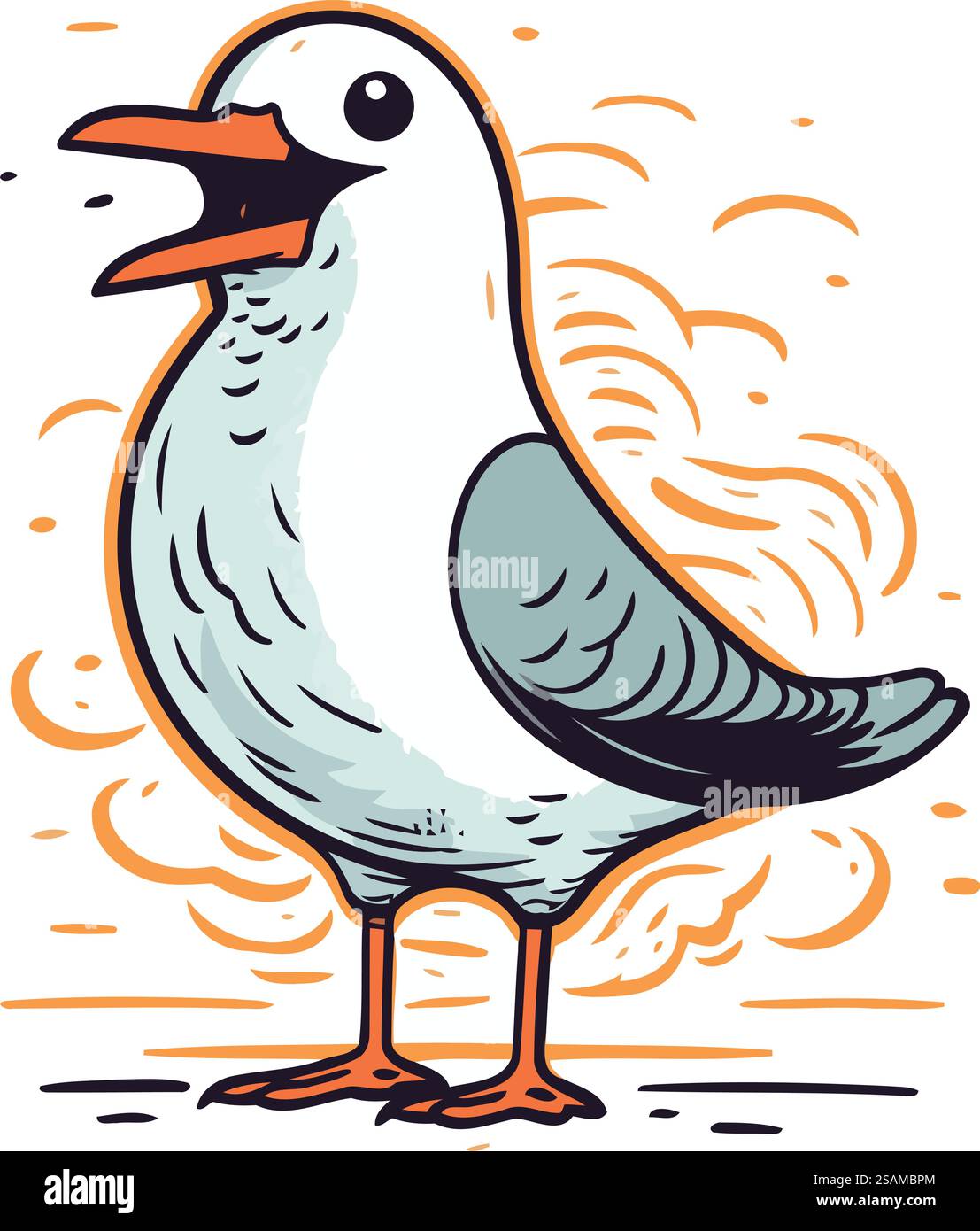 Seagull. Vector illustration. Isolated on white background Stock Vector ...