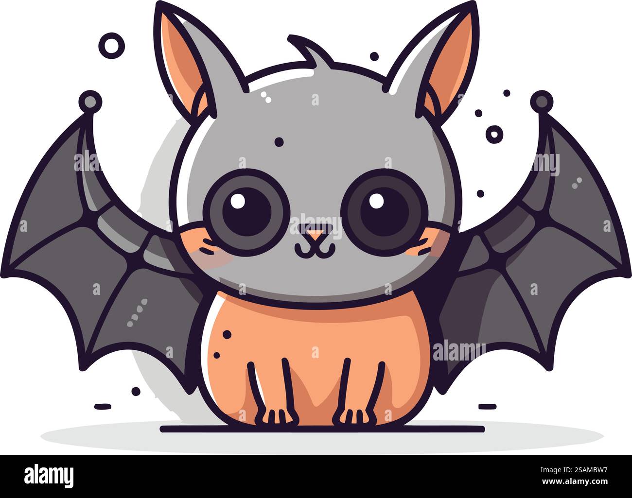Cute cartoon cat with bat wings. Vector illustration in flat style ...