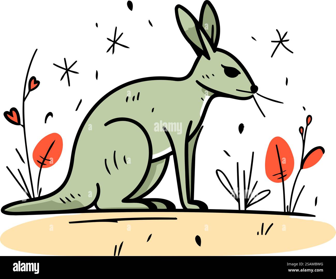Kangaroo. Hand drawn vector illustration in doodle style Stock Vector ...