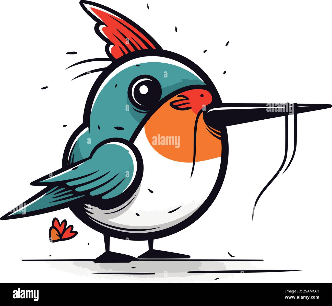Funny cartoon swallow bird. Vector illustration. Isolated on white ...