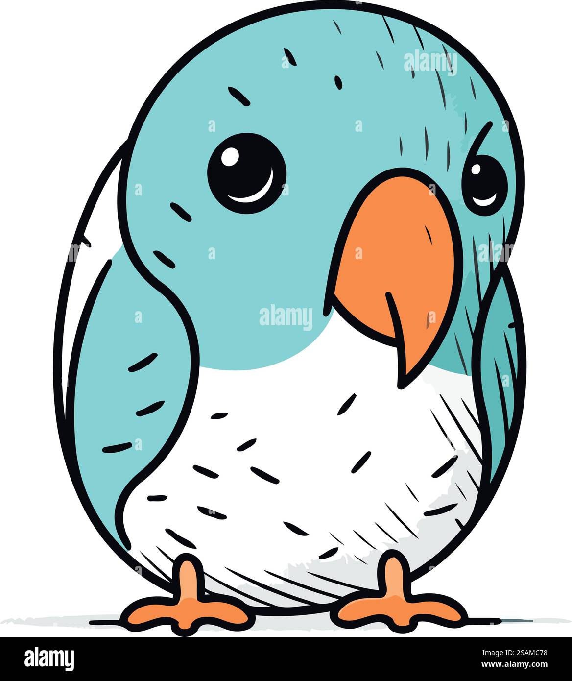 Blue parrot with orange beak. Vector illustration on white background ...