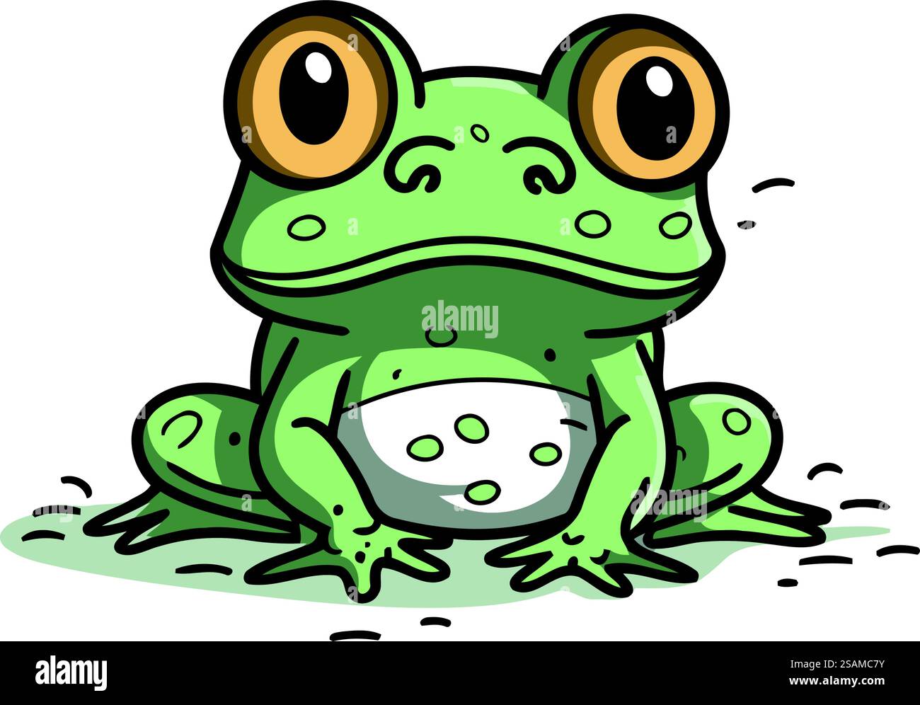 Frog sitting on the ground. Cute cartoon vector illustration Stock ...