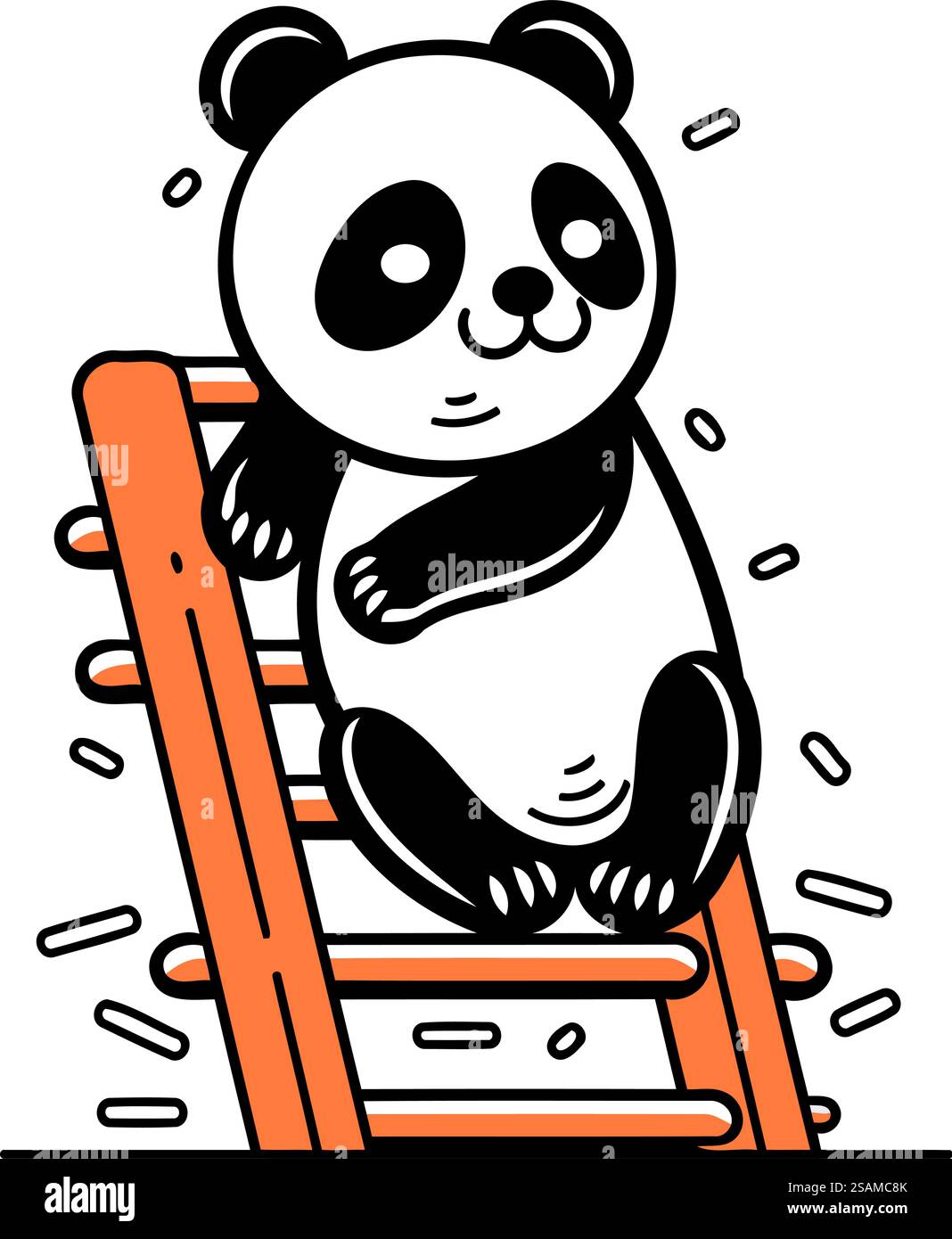 Cute panda bear sitting on a ladder. Vector illustration Stock Vector ...