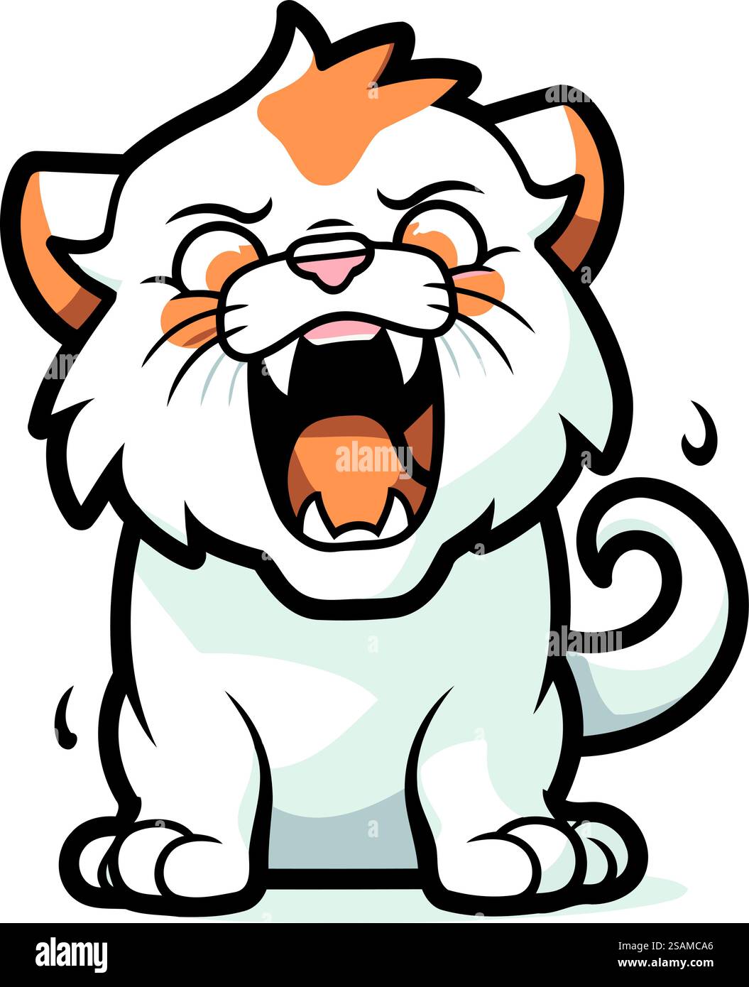 Angry White Cat Cartoon Mascot Character Vector Illustration Stock ...