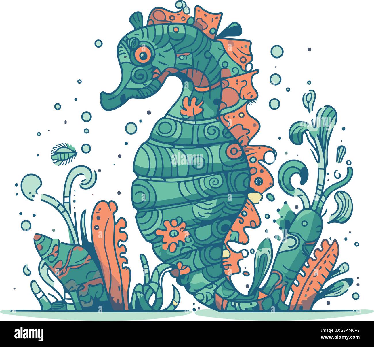 Seaweed ocean icon doodle Cut Out Stock Images & Pictures - Alamy