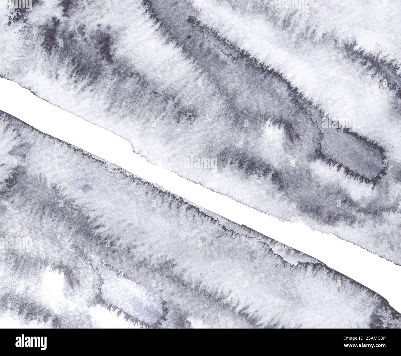 Abstract grayscale watercolor art with horizontal brush strokes and ...