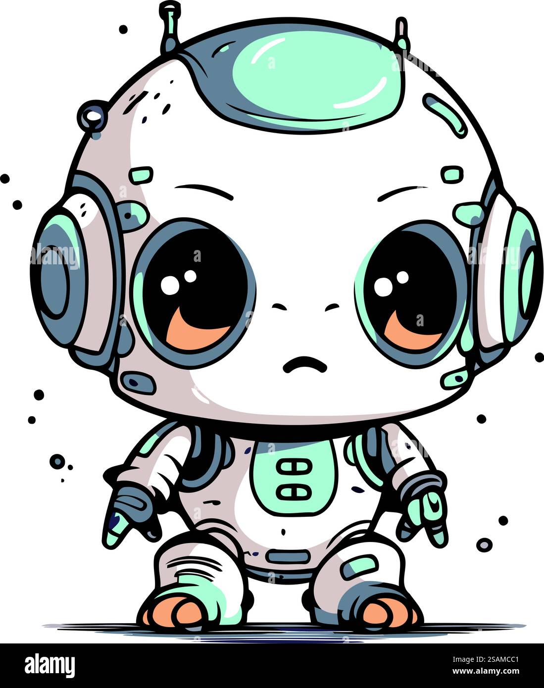 Cute cartoon robot. Vector illustration of a cute little robot Stock ...