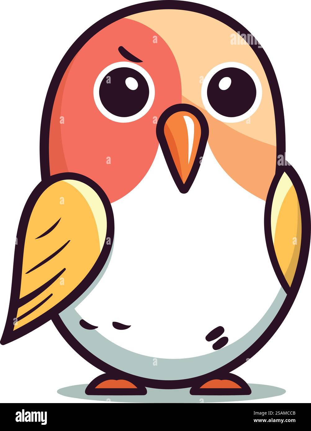 Cute cartoon bird isolated on white background. Vector illustration in ...
