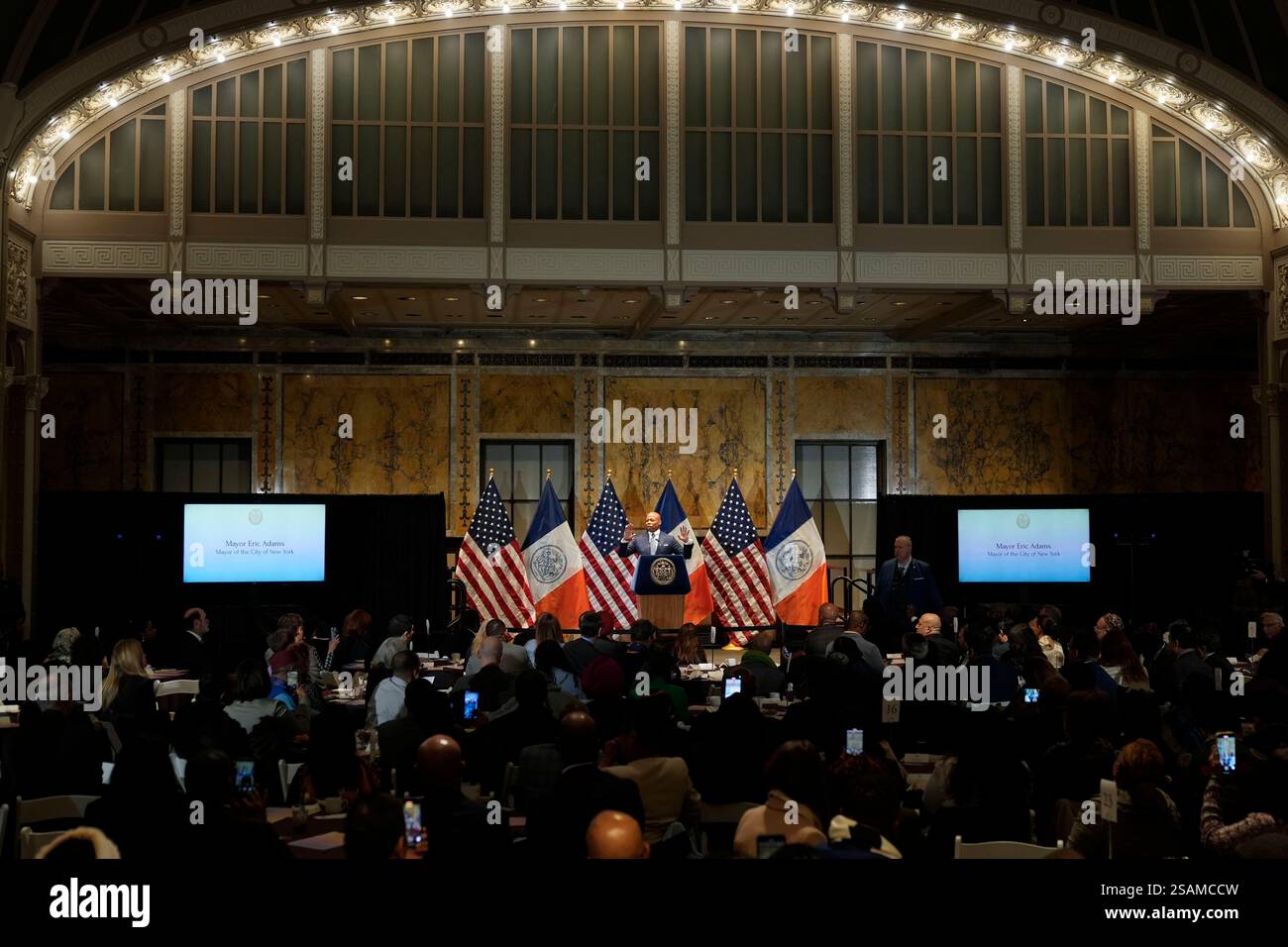 New York City mayor Eric Adams speaks during an interfaith breakfast ...