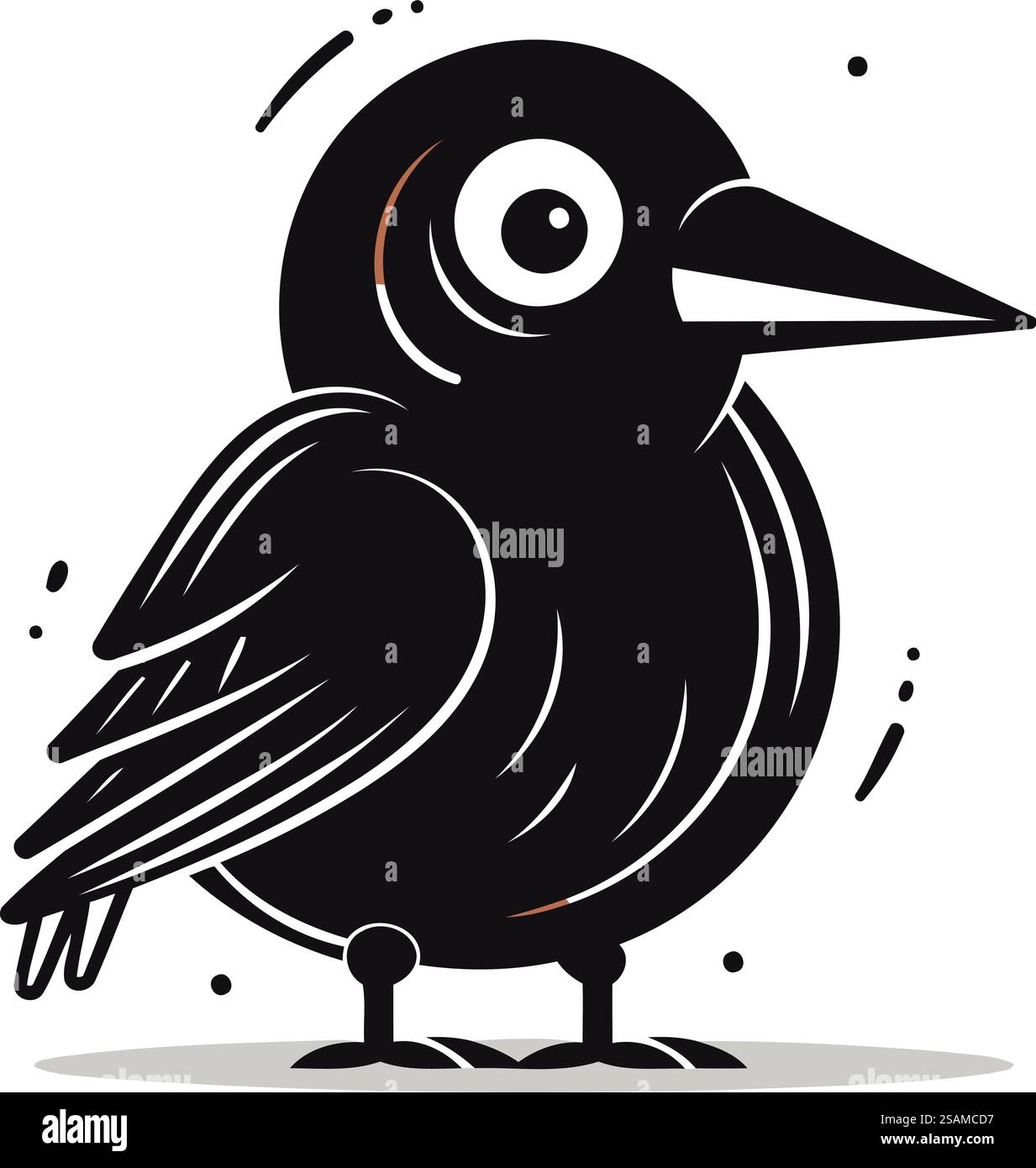 Crow vector illustration. Cute black bird isolated on white background ...