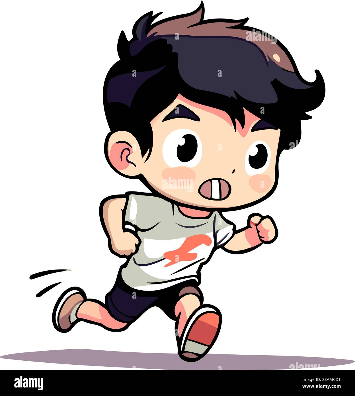 Running boy vector illustration. isolated on a white background ...