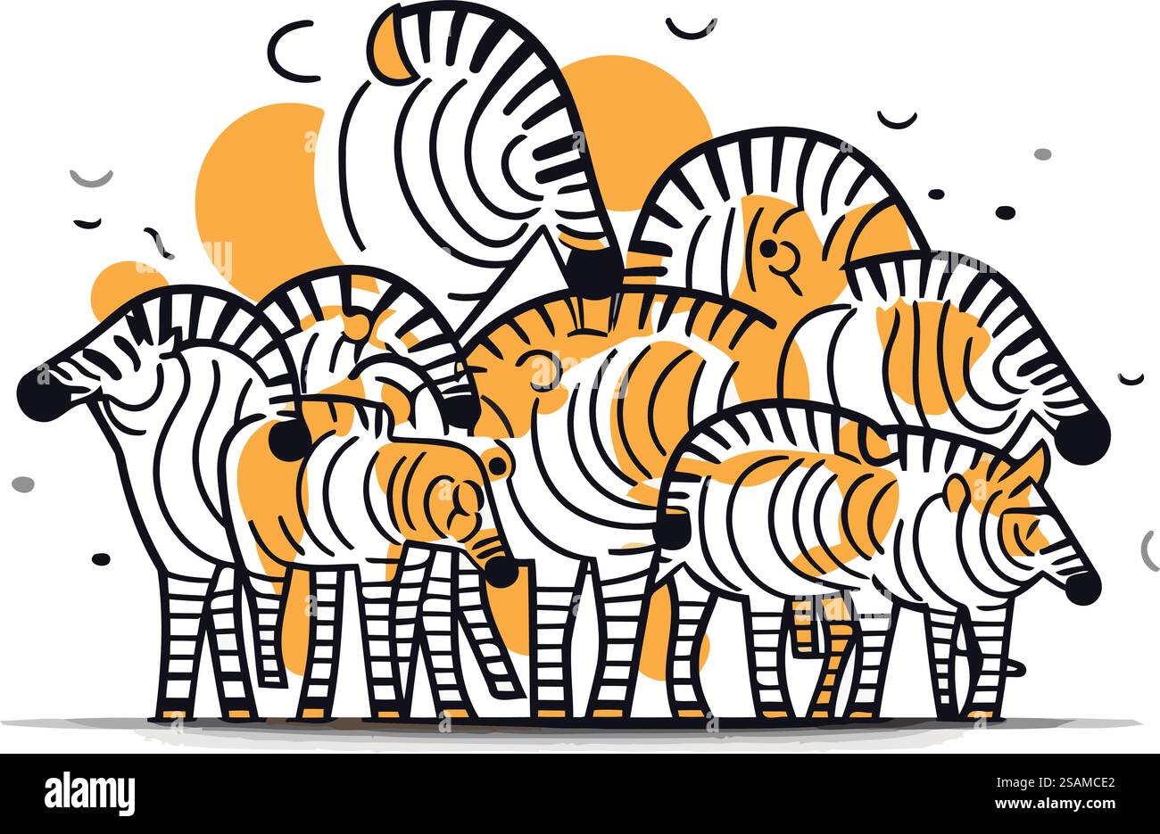 Zebra family on white background. Vector illustration in cartoon style ...