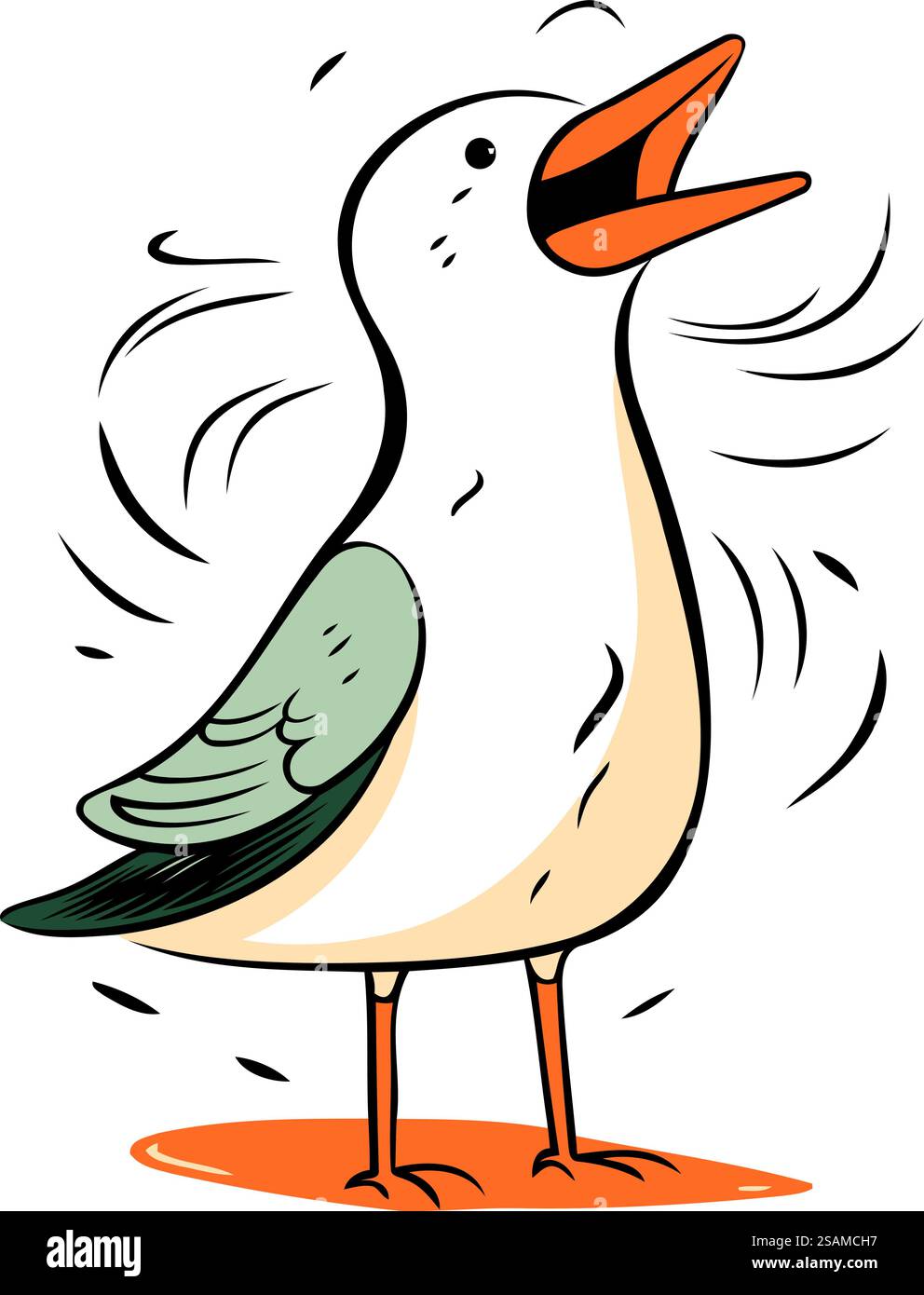 Vector illustration of a seagull. Isolated object on white background ...