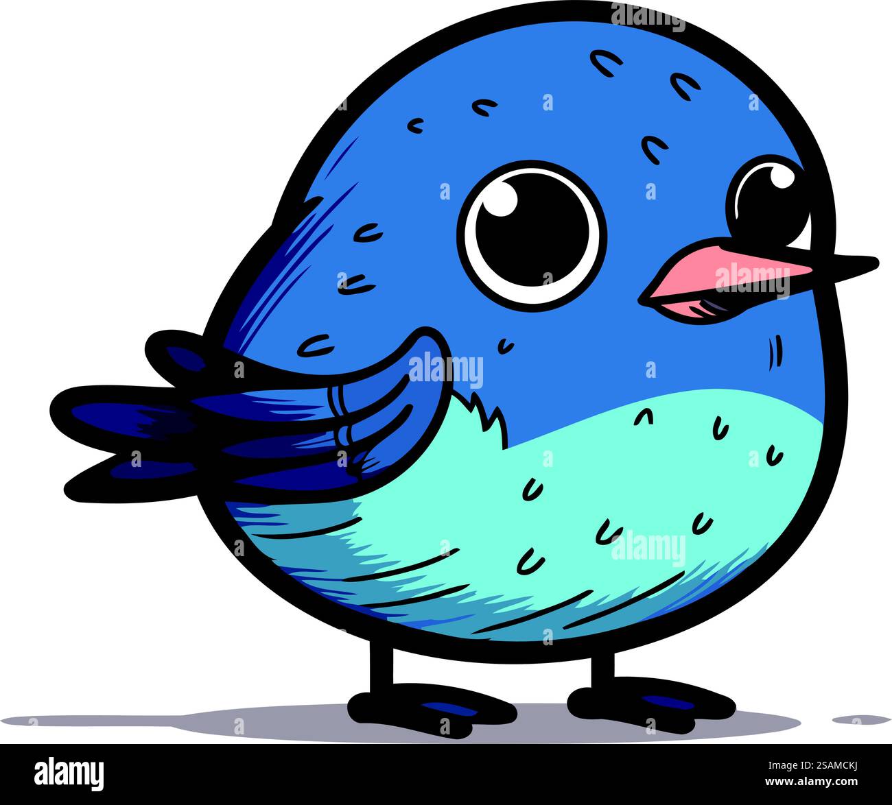 Cartoon cute blue bird isolated on white background. Vector ...