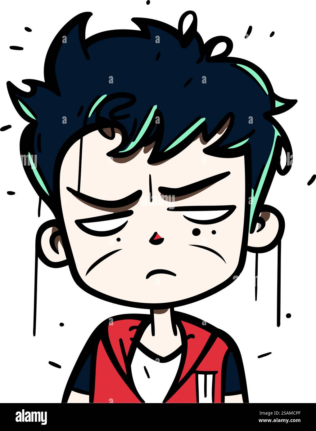 Angry boy cartoon character vector illustration. Emotion facial ...