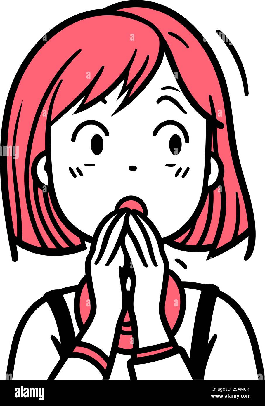 Illustration of a young woman with a nervous expression. Vector Stock ...