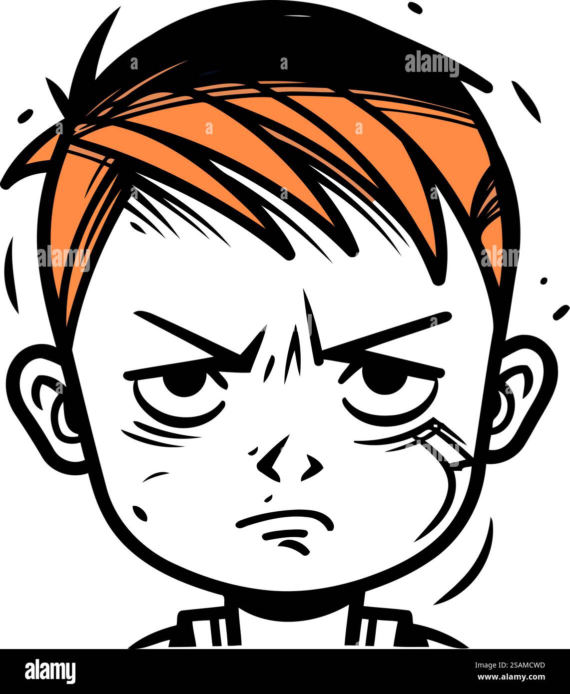 Angry little boy cartoon vector illustration. Scared kid face Stock ...