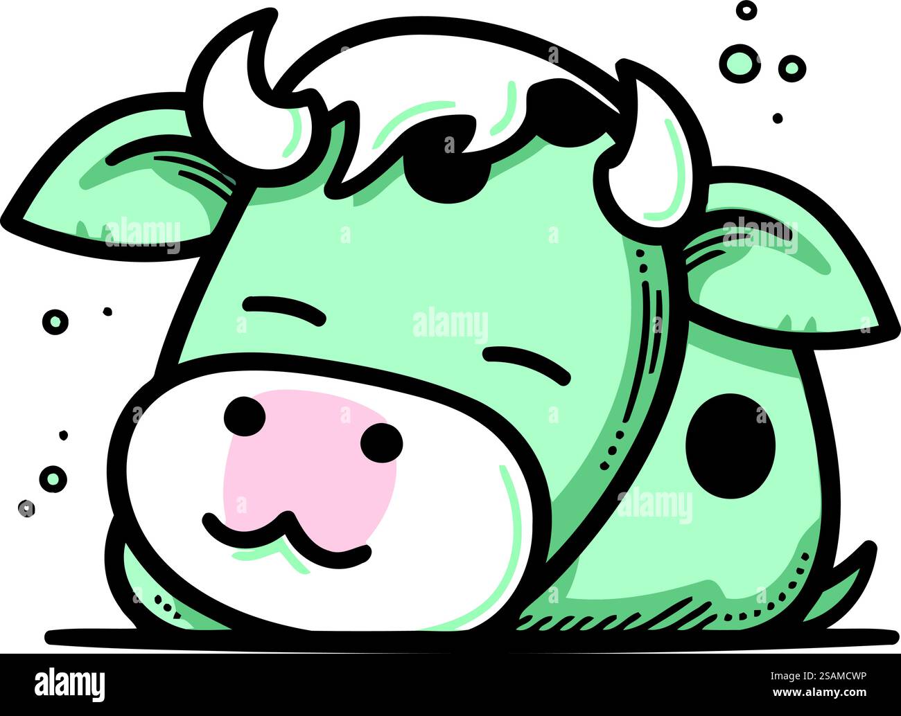 Vector illustration of cute cartoon cow in doodle style. Isolated on ...